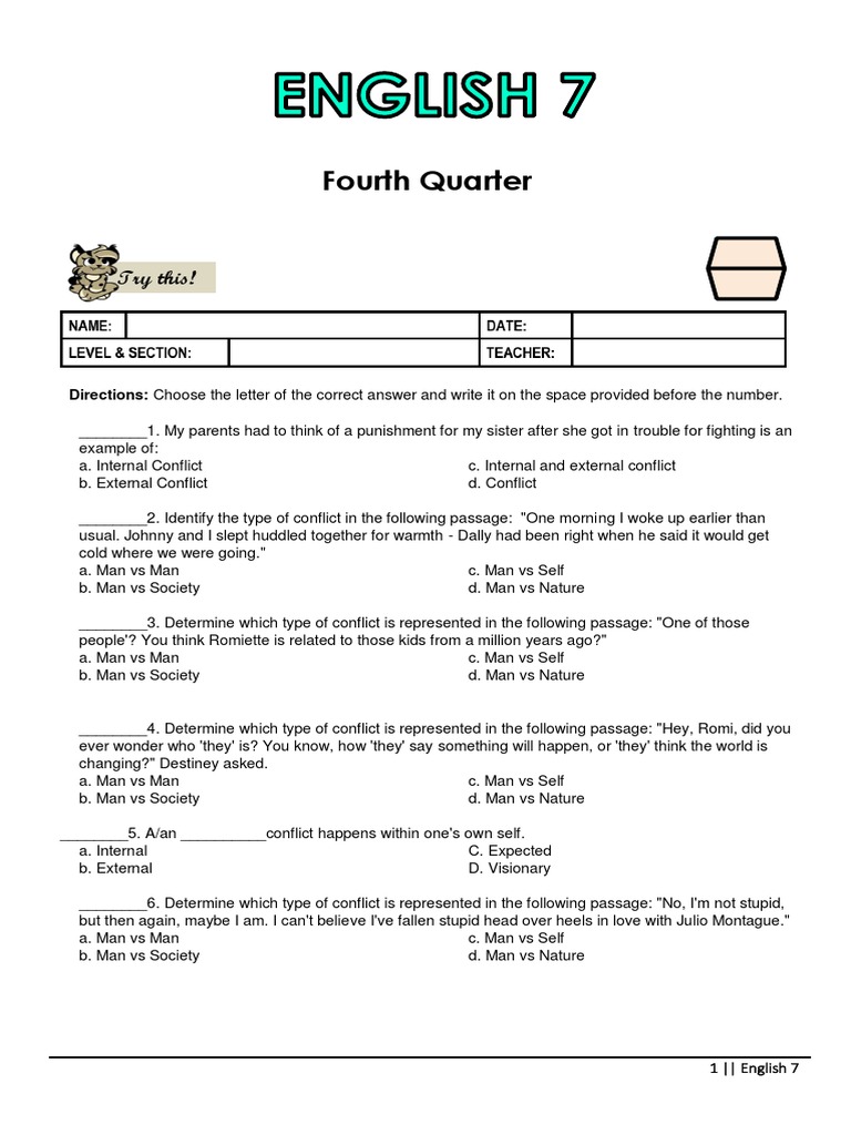 4th Quarter English 7 | PDF | Essays | Educational Technology