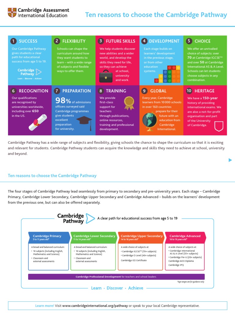 Ten Reasons To Choose Cambridge Pathway | PDF | Schools | Curriculum