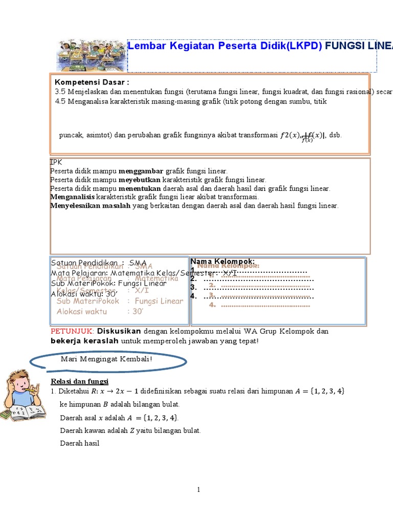 LKPD Fungsi Linear | PDF