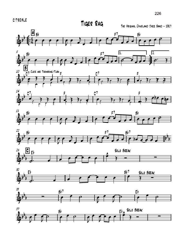 Tiger Rag 1 | PDF | American Styles Of Music | Brass Instruments