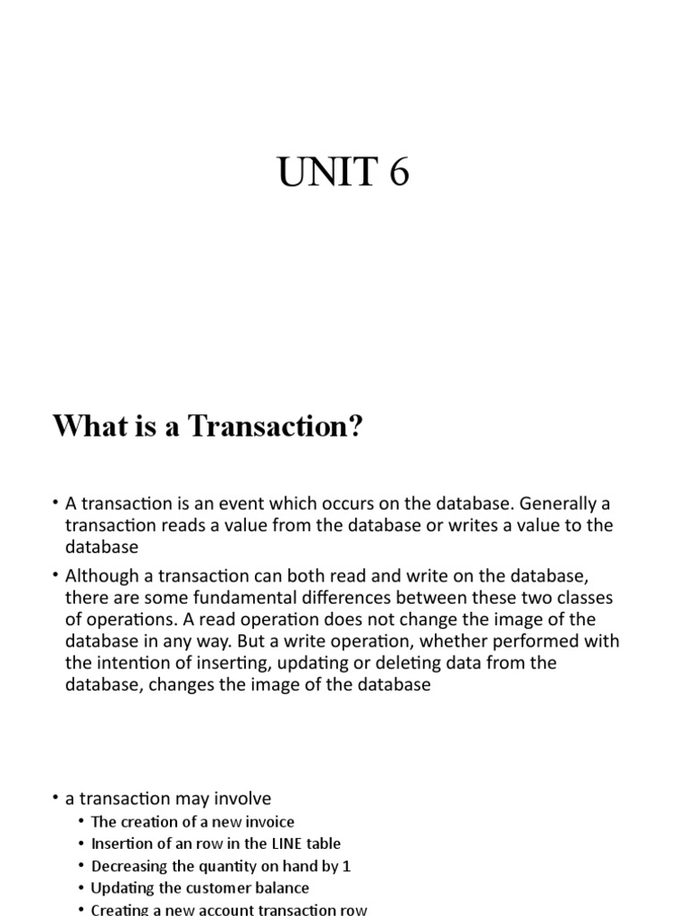 Unit 6 | PDF | Database Transaction | Acid