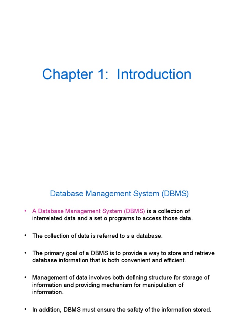 DBMS ch1 | PDF | Databases | Relational Database