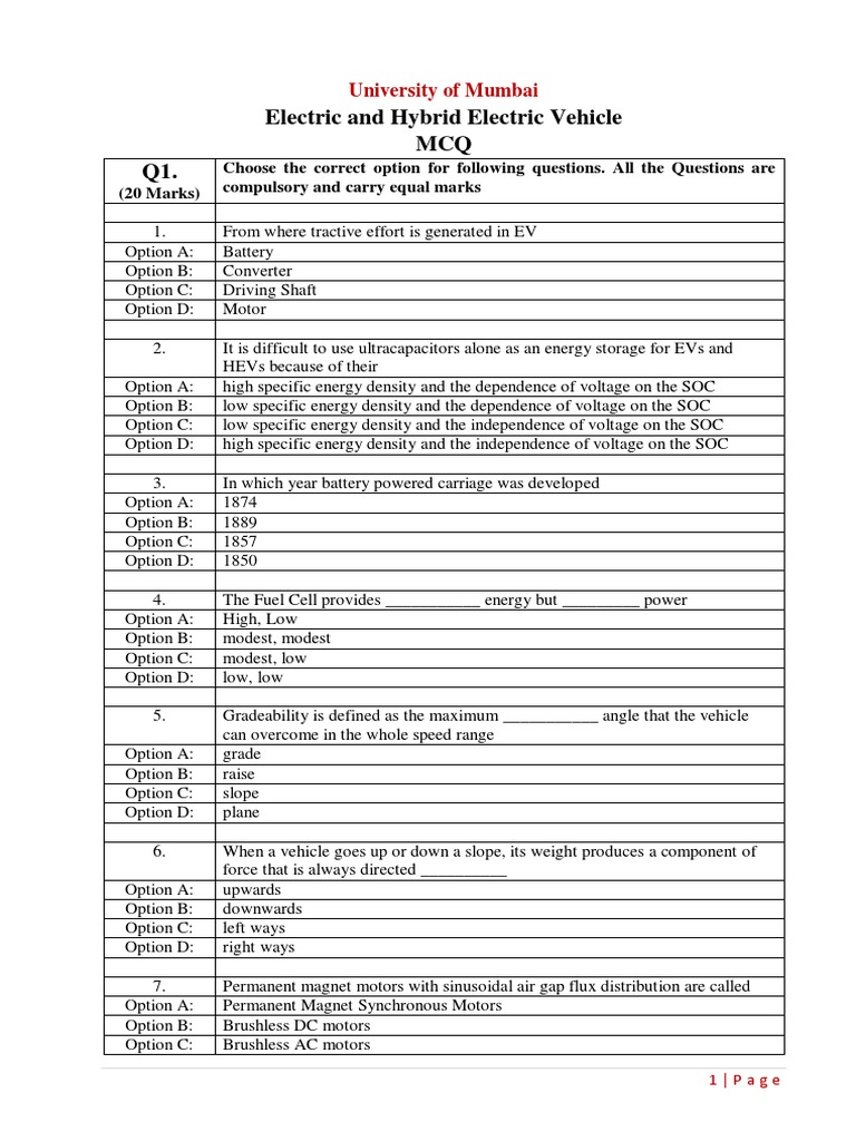 EEC405 - Electric and Hybrid Electric Vehicle | PDF | Electric Motor ...