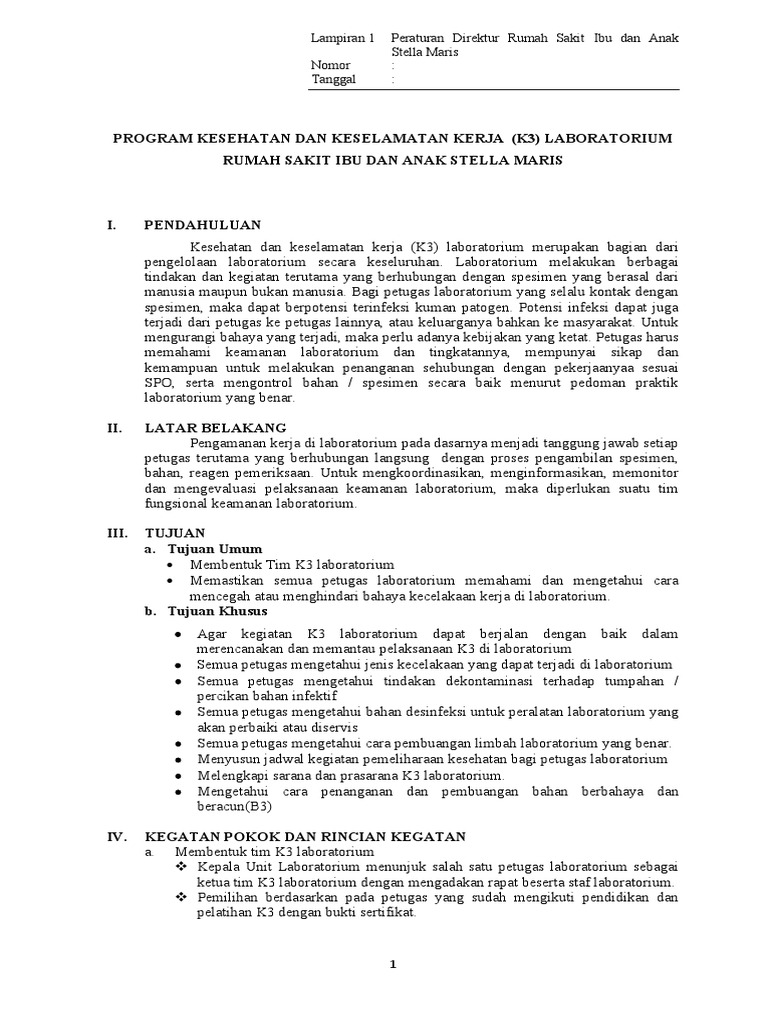 Program K3 Laboratorium | PDF | Kesehatan Holistik | Sains & Matematika