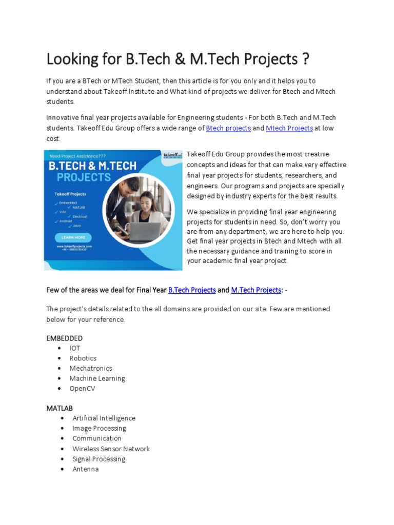 Btech Projects and Mtech Projects | PDF | Computing | Artificial Intelligence