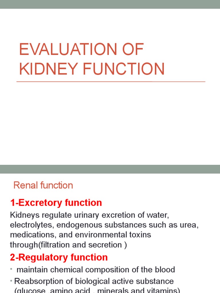 Evaluation of Kidney Function | PDF | Kidney | Creatinine