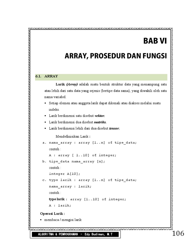 Array, Prosedur Dan Fungsi | PDF