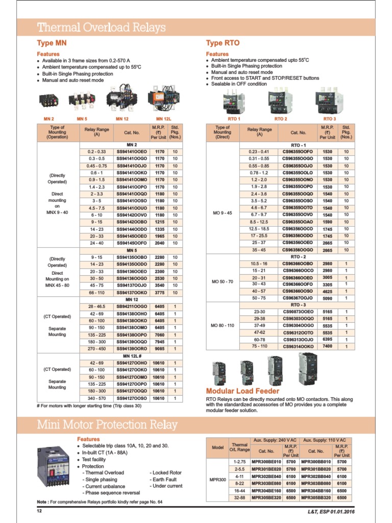 L&T Overload Relays | PDF | Components | Electrical Equipment