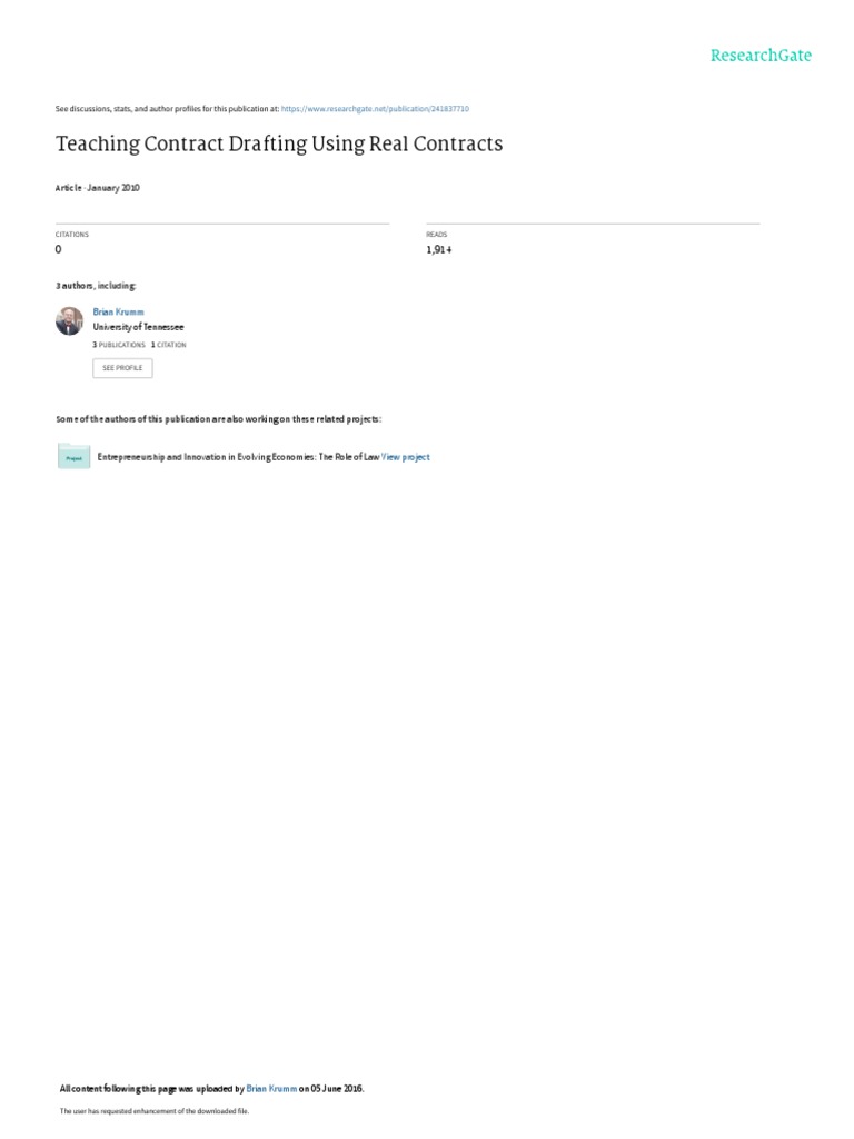 Teaching Contract Drafting Using Real Contracts | PDF | Lawyer | Justice