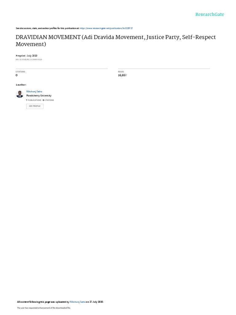 Dravidian Movement | PDF | Politics Of India | Tamil Nadu