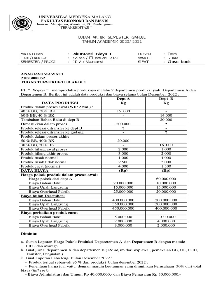 052 - Anas Rahmawati - Struktur Uas Akb 1-1 | PDF