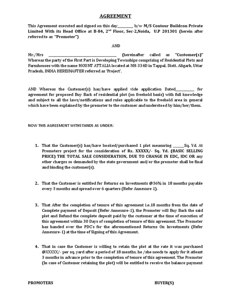 Buy Back - Agreement 36% | Download Free PDF | Indemnity | Civil Law ...