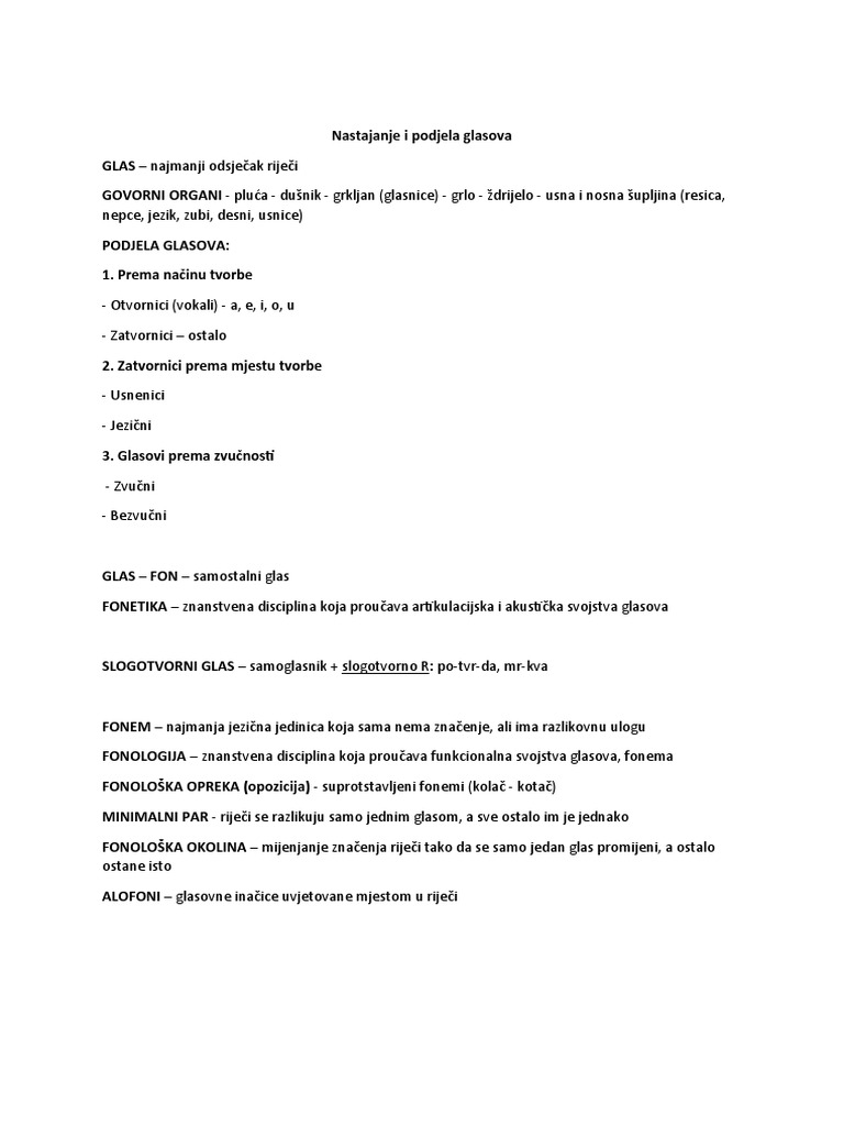 Glasovni Sustav HRV Jezika | PDF