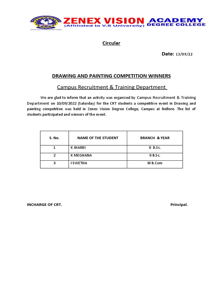 Drawing & Painting Contest Winners | PDF | Technology & Engineering