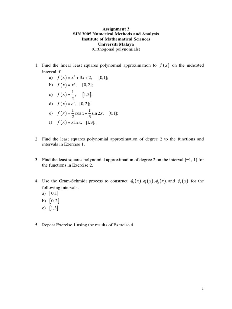 Lsq Polynomial Approximation Pdf Polynomial Numerical Analysis