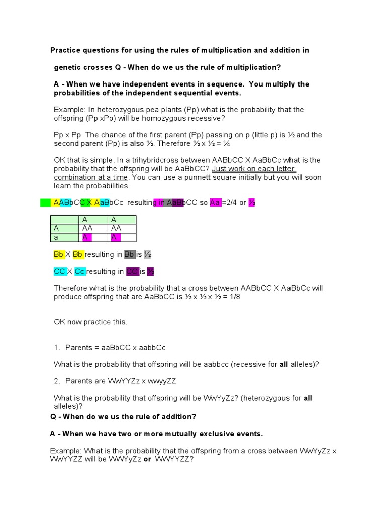 Practice Questions For Using The Rules of Multiplication and Addition ...