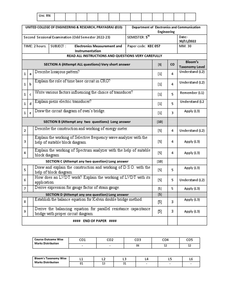 Emi 2 2022 | PDF | Electrical Engineering | Metrology