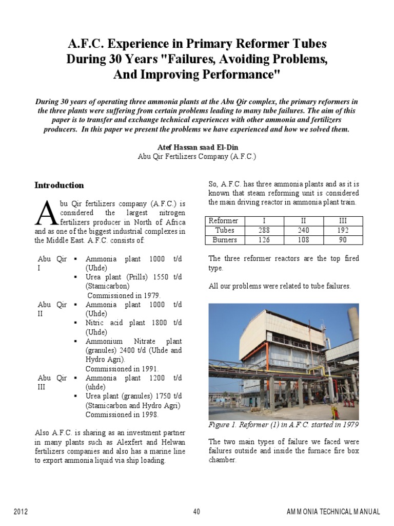 Primary Reformer Tubes | PDF | Pipe (Fluid Conveyance) | Leak