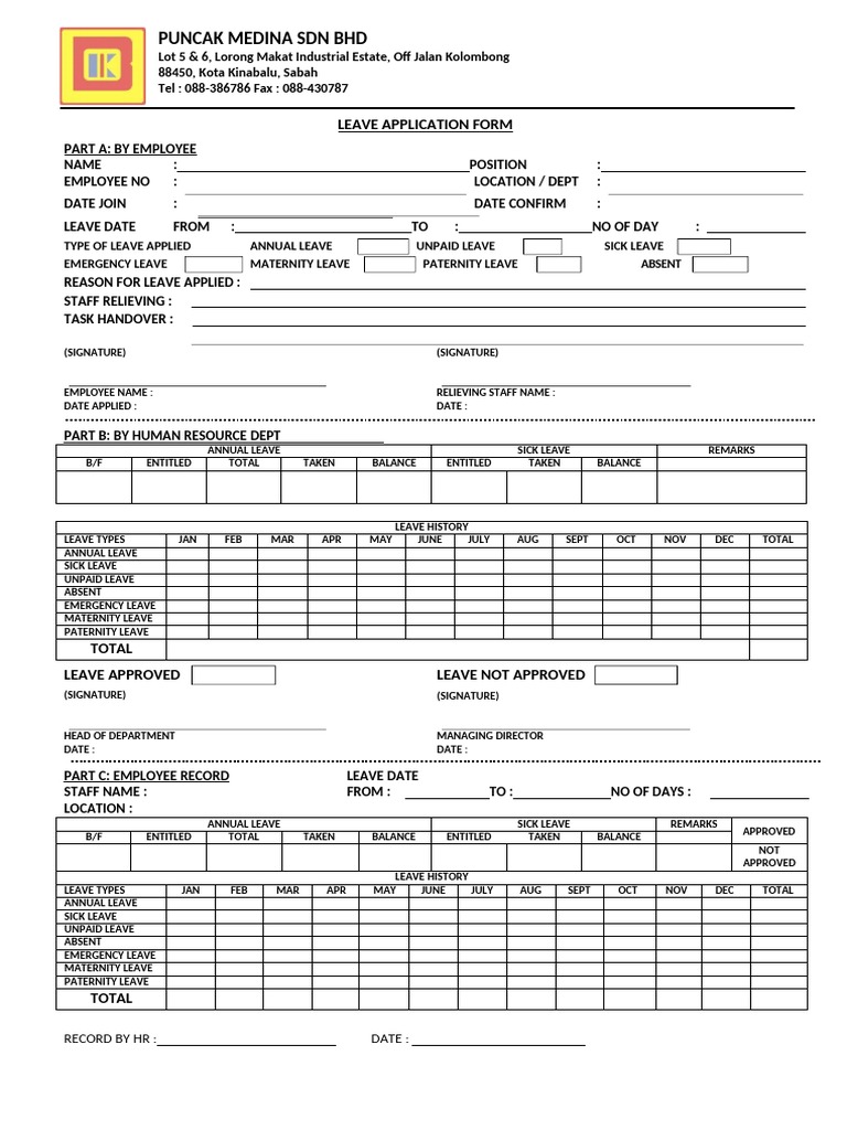 Leave Application Form PDF | PDF | Employee Benefits | Employee Relations