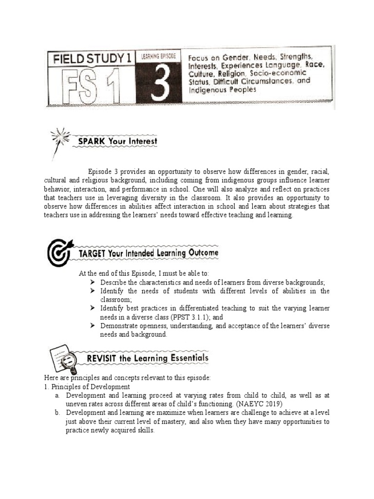 FS 1 Episode 3 | PDF | Learning | Differentiated Instruction