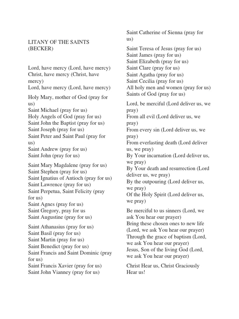 Litany of The Saints | PDF | Mercy | Jesus