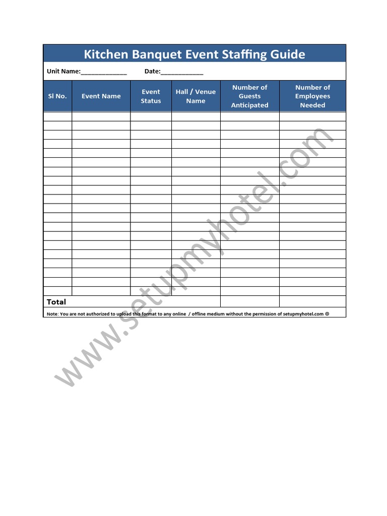 Banquet Event Staffing Guide Sample Format | PDF