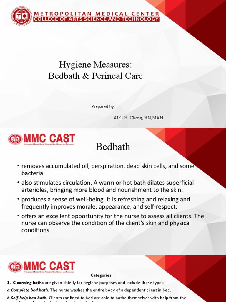 Bedbath & Perineal Care | PDF | Hygiene | Bathing