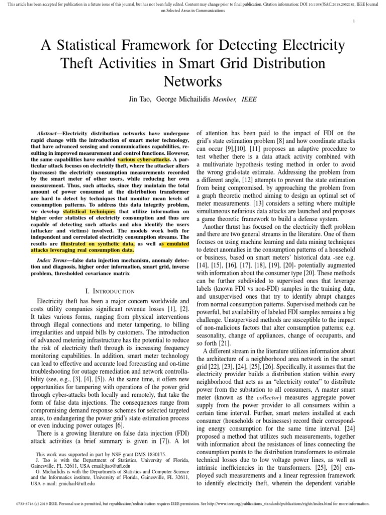 Statistical Framework | PDF | Electrical Grid | Smart Grid