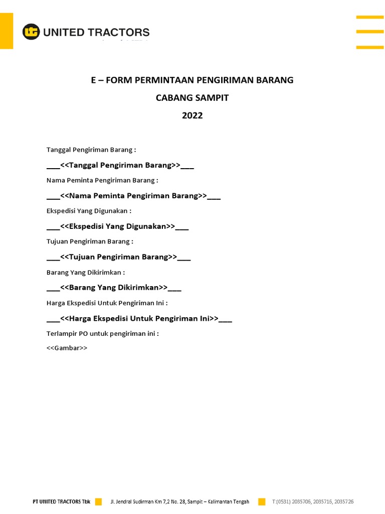 Form Permintaan Pengiriman Barang Gform | PDF