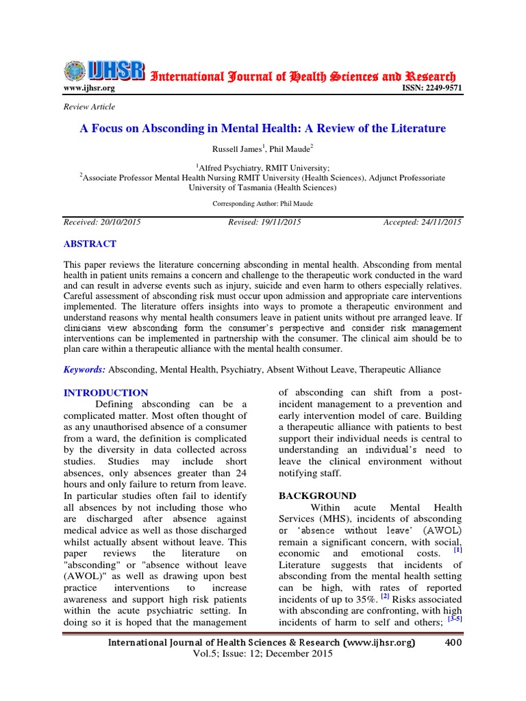 International Journal of Health Sciences and Research: A Focus On ...