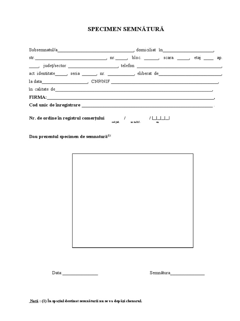 Specimen Semnatura | PDF