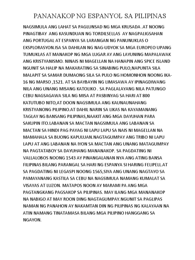 Pananakop Sa Espanyol Sa Pilipinas | PDF