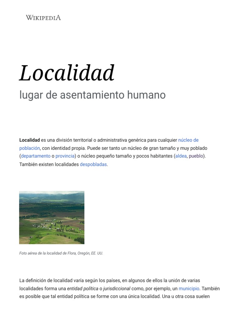 Localidad - Wikipedia, La Enciclopedia Libre | PDF