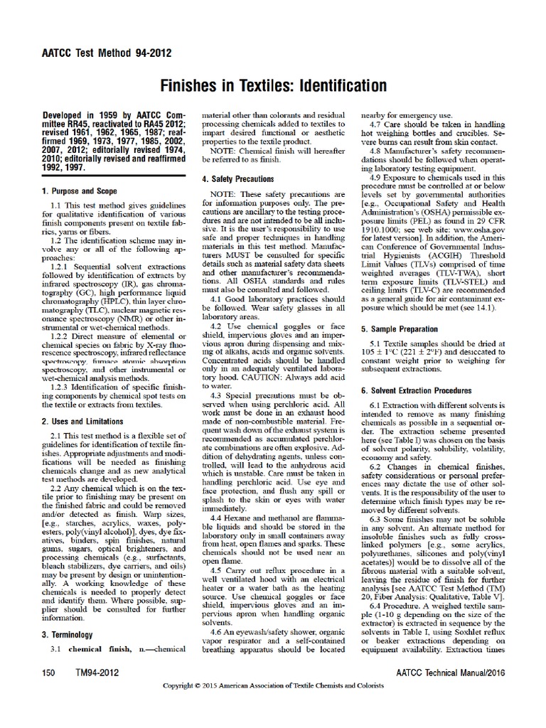 Aatcc 94-2012 - Hcho Spot | PDF