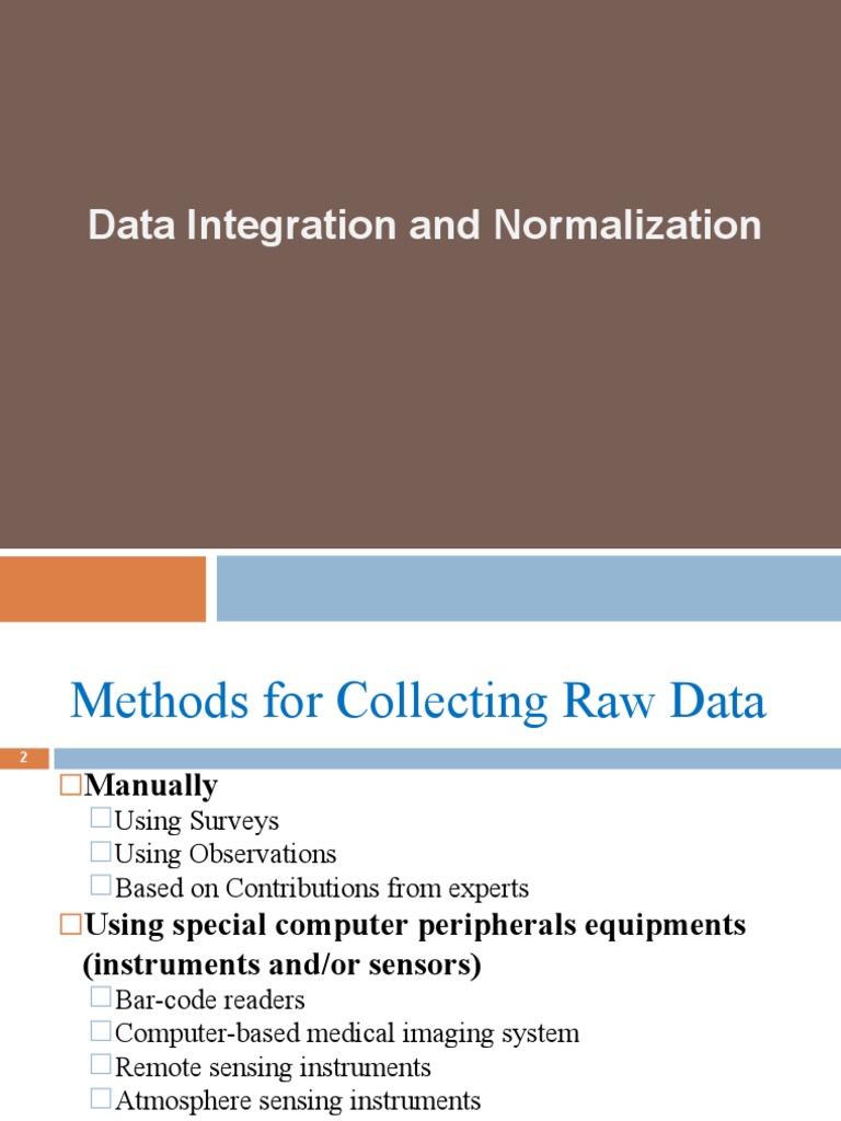 Integration and Normalization | PDF | Standard Score | Data