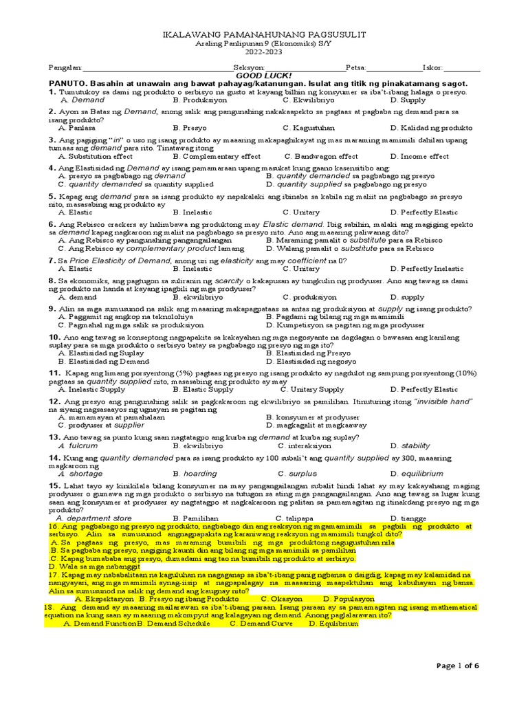 Periodical Test 2nd Quarter | PDF