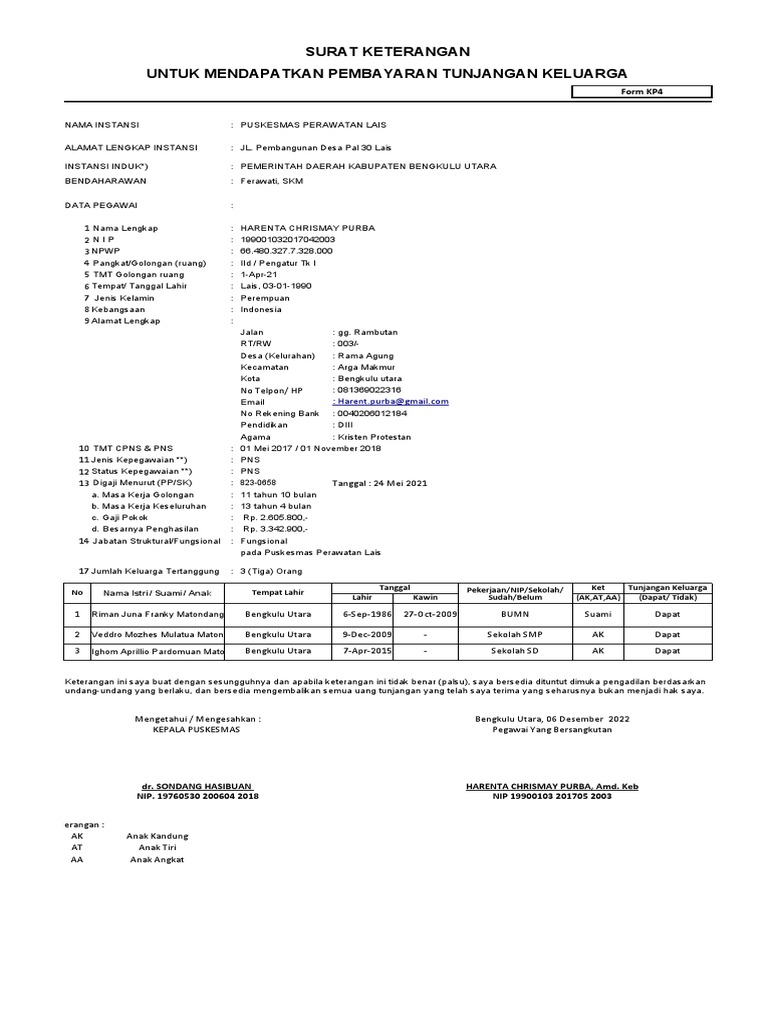 Contoh KP4 Dan LAMPIRAN Ralat | PDF