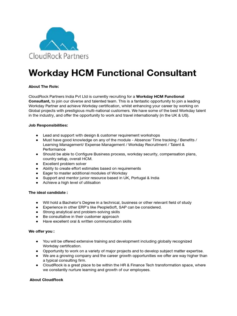 Workday HCM Consultant | PDF | Human Resource Management | Employment