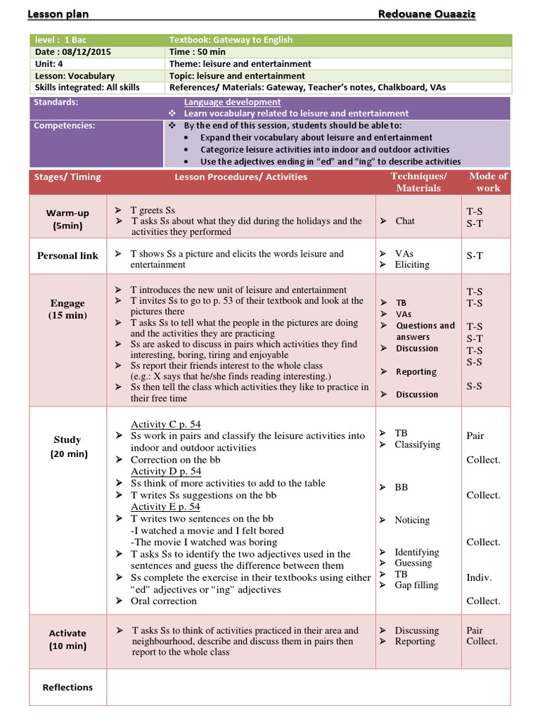 Leisure and Entertainment Vocabulary Lesson | PDF | Vocabulary ...