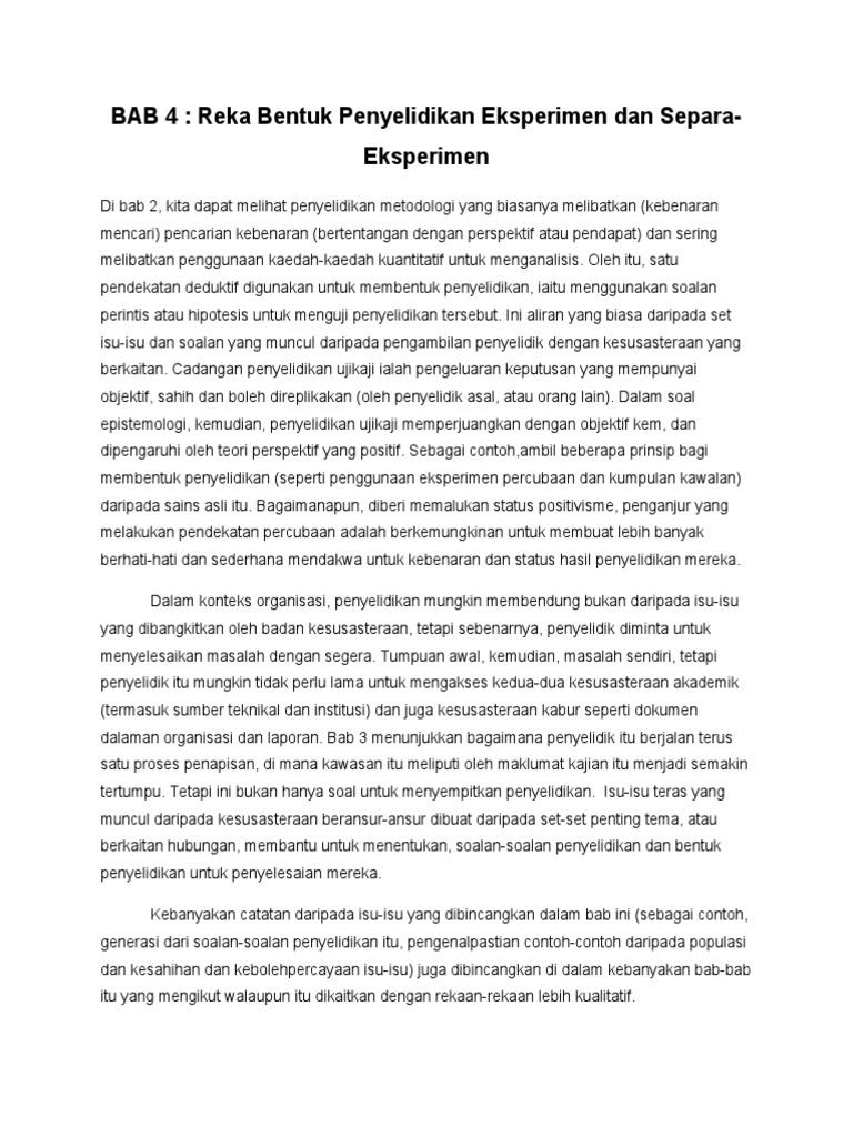 Bab 4 (Merekabentuk Penyelidikan Eksperimen Dan Separa Eksperimen) | PDF