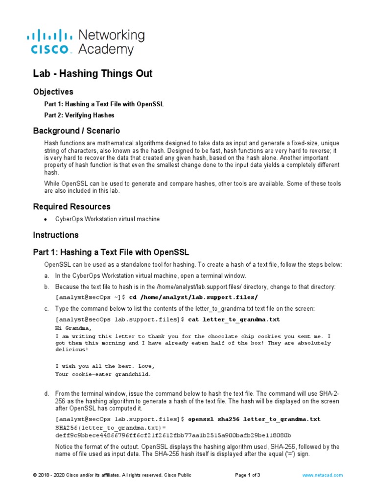 21.1.6 Lab - Hashing Things Out | PDF | Cryptography | Algorithms
