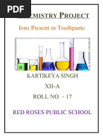 Chemistry Investigatory Project XII On Toothpaste Analysis | PDF | Ion | Salt (Chemistry)