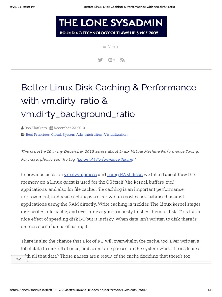 Better Linux Disk Caching & Performance With VM - Dirty - Ratio | PDF | Cache (Computing ...