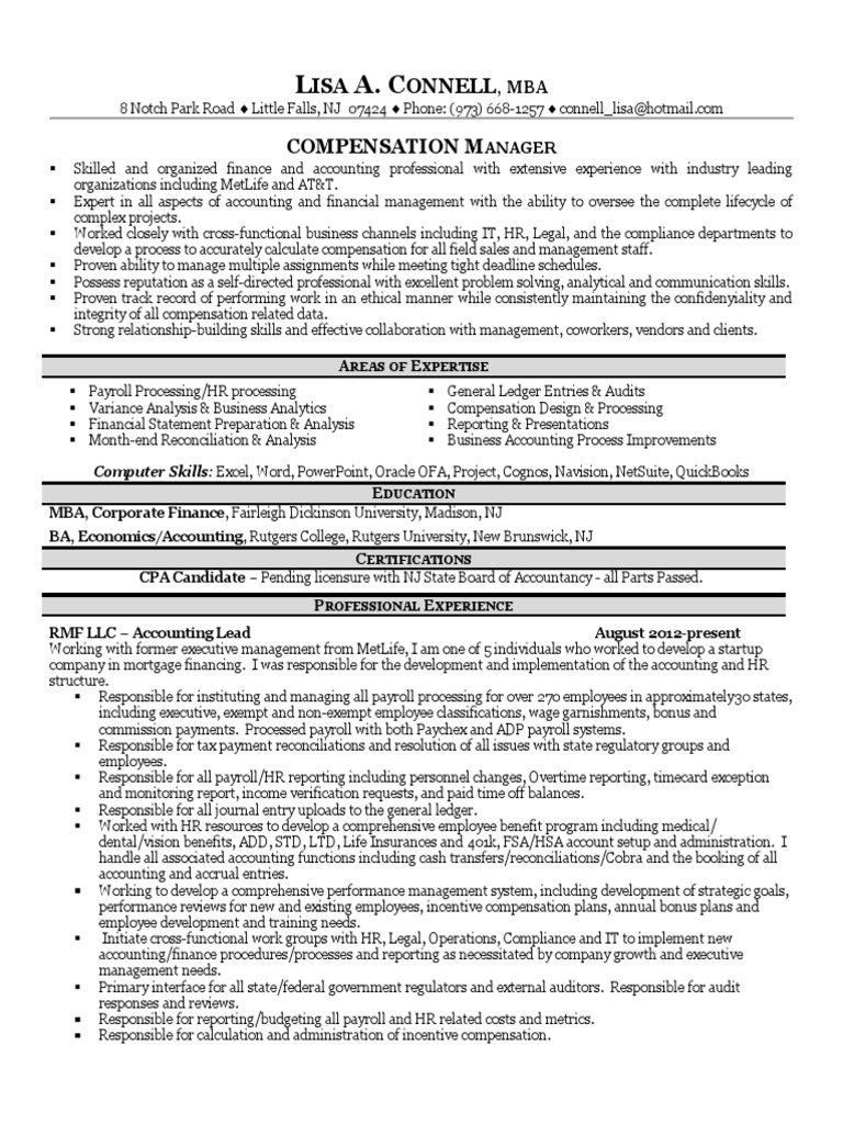 Dice Resume CV LISA CONNELL | PDF | Internal Control | Payroll