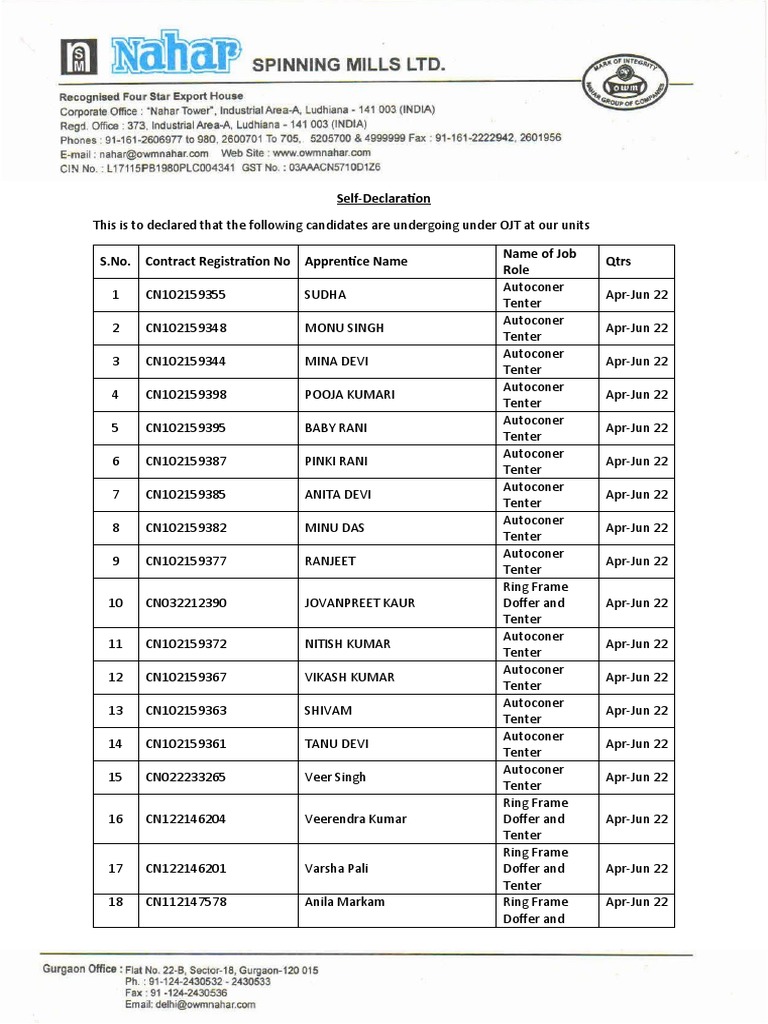 Self Declaration | PDF | Textile Industry | Child Labour