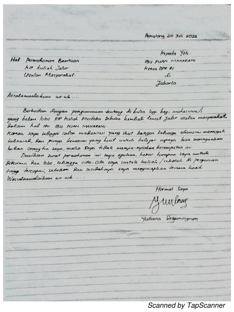 Surat Permohonan KIP UM | PDF