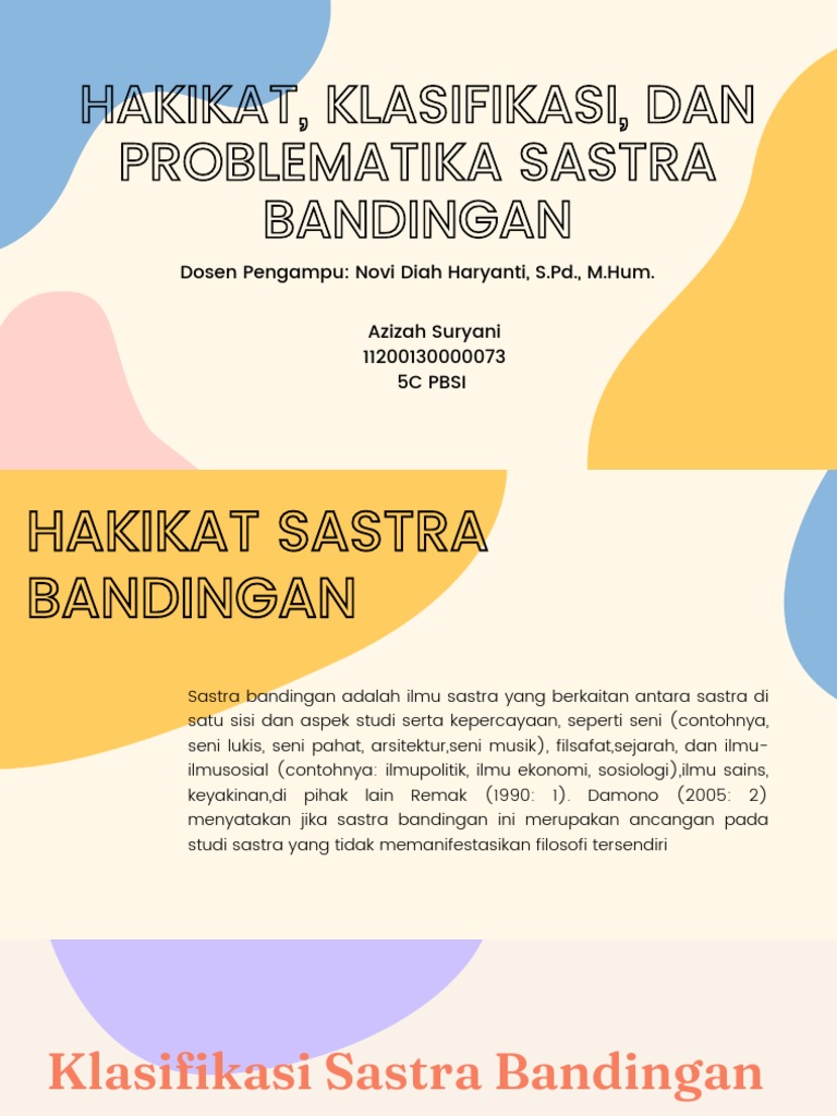 Azizah Suryani - 073 - Hakikat, Klasifikasi Dan Problematika Sastra Bandingan | PDF