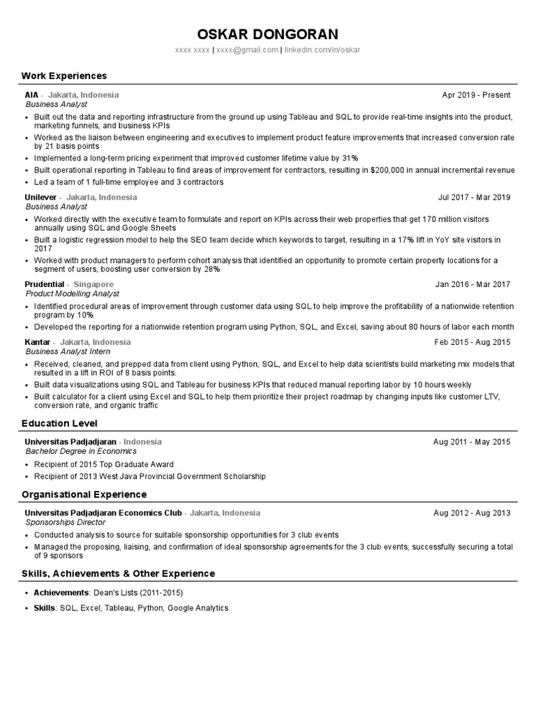Contoh CV 1 | PDF | Analytics | Information Technology