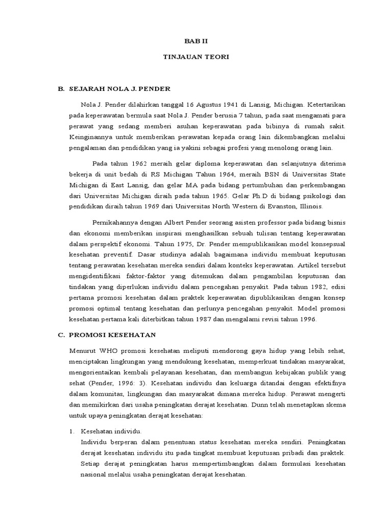 Teori Nola J Pender | PDF