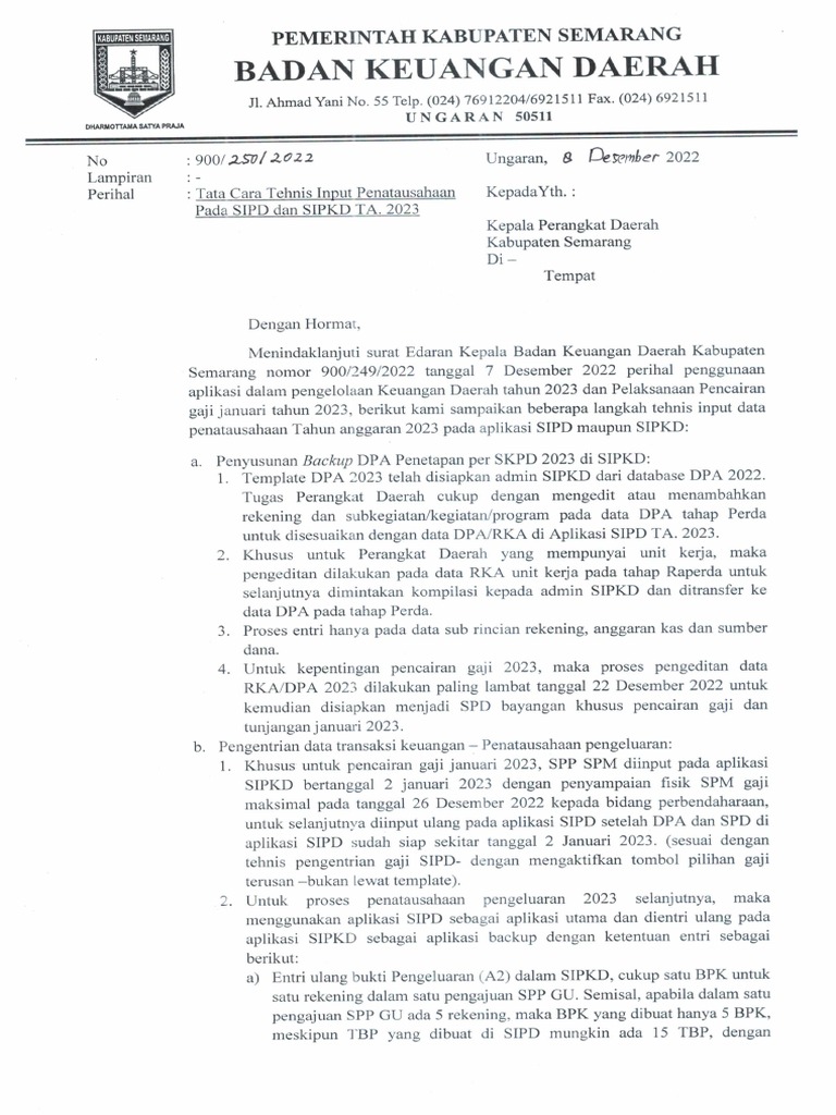 Tata CAra Teknis Input Penatausahaan SIPD Dan SIPKD | PDF